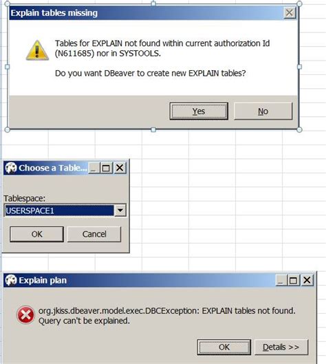 db2 dbeaver explain plan not allowed to create new explain tables