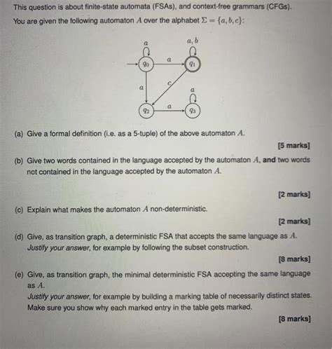 Solved This Question Is About Finite State Automata Fsas