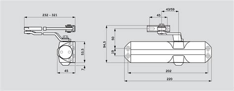 Dorma TS68 Σούστα πόρτας με γρανάζι, με ρυθμιζόμενη δύναμη Νο 2-4 | 62 ...