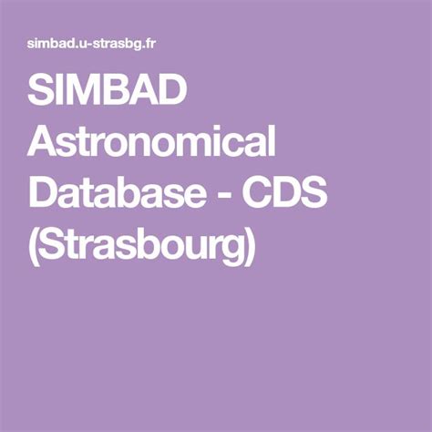 Simbad Astronomical Database Cds Strasbourg