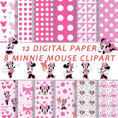 Minnie Mouse Digital Paper And Clipart Minnie Mouse Printable