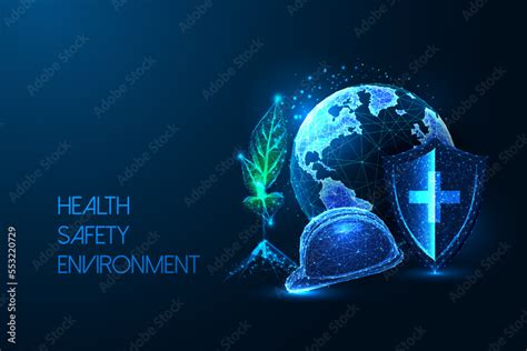 Futuristic Health Safety Environment Hse Concept On Dark Blue