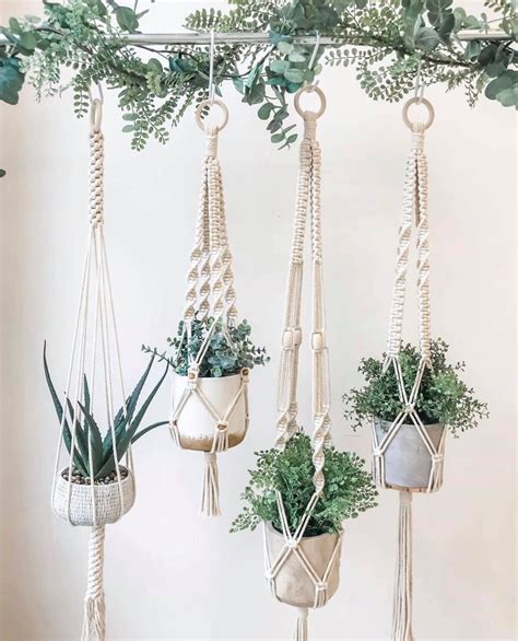4 Pack Premium Macrame Plant Hangers Large Macrame Plant Hangers