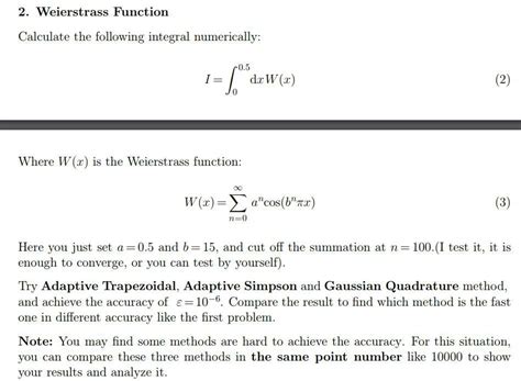 2 Weierstrass Function Calculate The Following