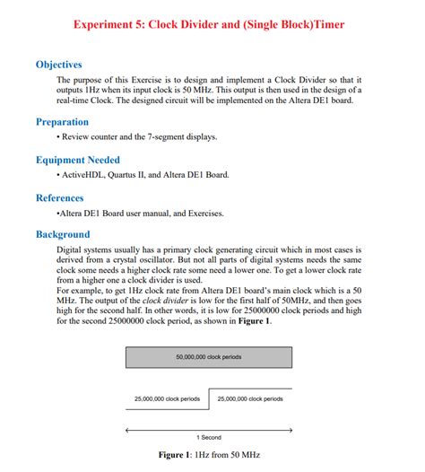 Solved Experiment Clock Divider And Single Block Timer Chegg