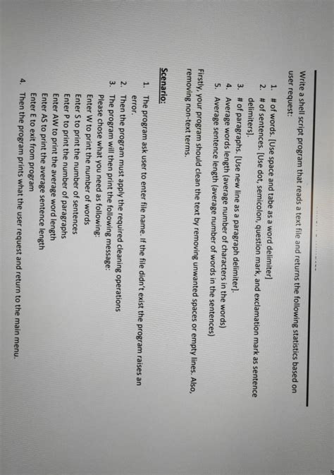 Solved Write A Shell Script Program That Reads A Text File