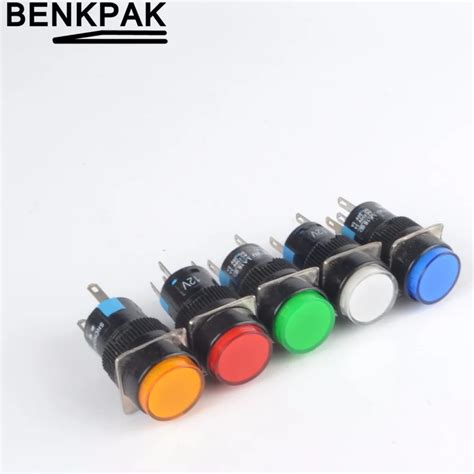 16mm 5v 12v 24v 220v Led Push Button Switch Lamp Momentary Push Button Switch Self Locking In