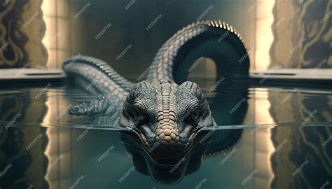 Ilustración De Arte Digital De Serpiente De Agua Ia Generativa Foto