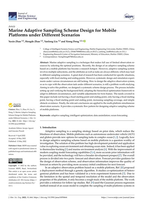 Pdf Marine Adaptive Sampling Scheme Design For Mobile Platforms Under Different Scenarios