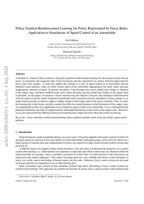 Policy Gradient Reinforcement Learning For Policy Represented By Fuzzy Rules Application To