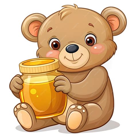 Cute Bear Hug Honey Jar Cartoon Vector Icon Illustration Isolated On