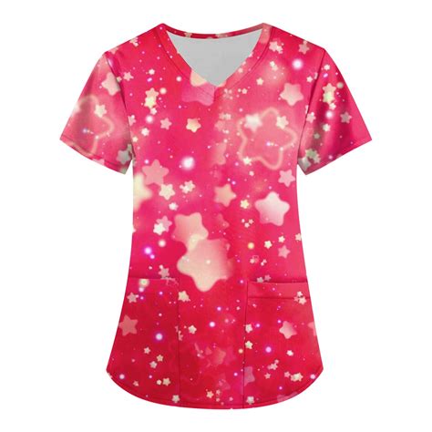 Qcmgmg Valentines Day Scrubs For Women Medical Nursing V Neck Scrubs