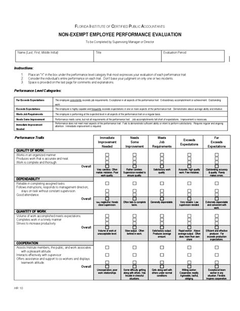 Employee Evaluation Form Sample Free Download