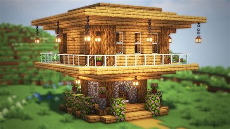 Minecraft Wooden Survival Block House Tutorial Youtube