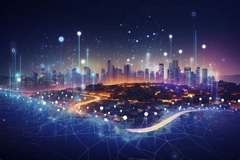Premium Ai Image Smart City And Abstract Dot Point Connect With Gradient Line