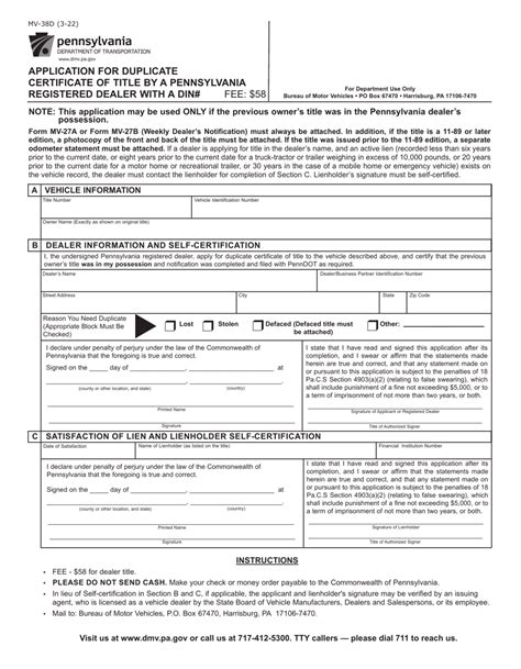 Form Mv 38d Download Fillable Pdf Or Fill Online Application For