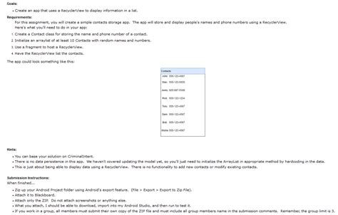 Solved Goals Create An App That Uses A Recyclerview To