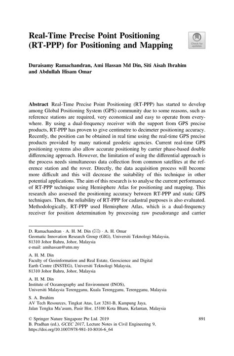 Pdf Real Time Precise Point Positioning Rt Ppp For Positioning And
