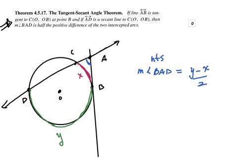 Solved Theorem 4 5 17 The Tangent Secant Angle Theorem If
