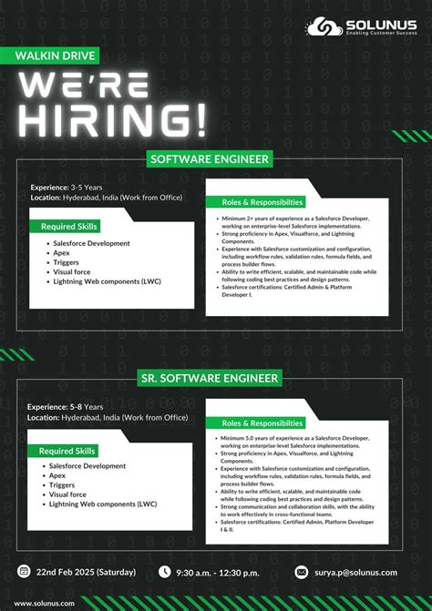 Walkindrive Hiring Salesforcedeveloper Salesforce Careers Solunus Inc