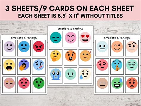 Emotions Flashcards Emoji Feelings Chart Flashcard Printable