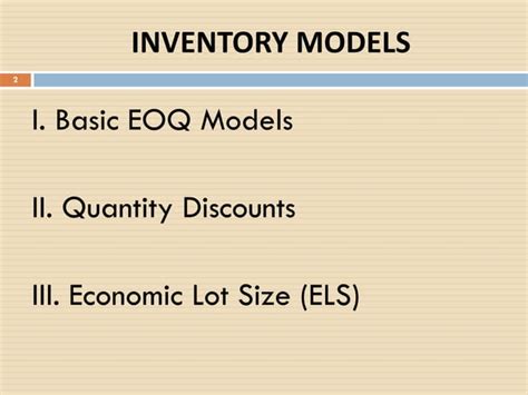 Basic Eoq Model Quantity Discount Economic Lot Size Pdf