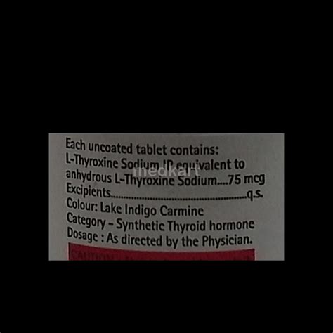 Euthyrox 75mcg Tablet 100s Uses Side Effects Price And Generic