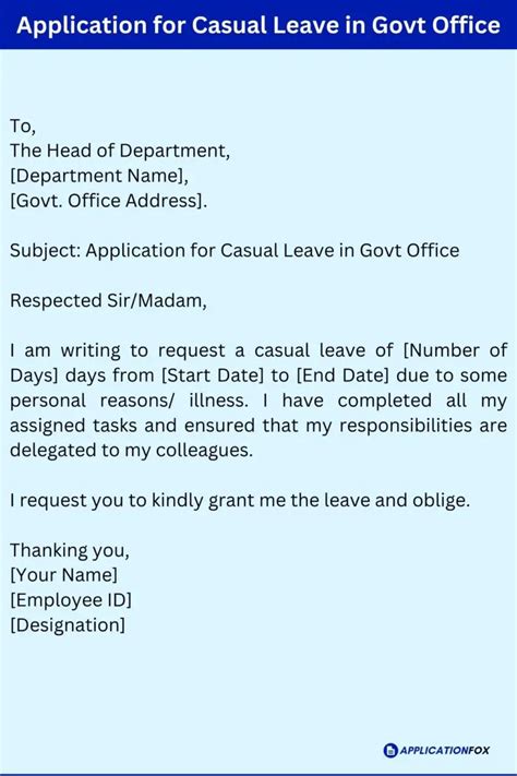 Samples Casual Leave Application For Office