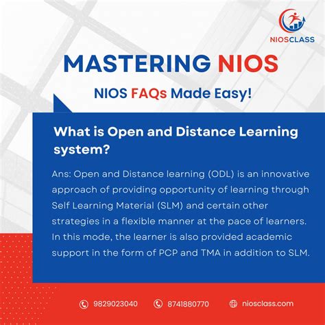 Nios What Is Open And Distance Learning System Ans Open And Distance Learning Odl Is An