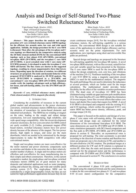 Pdf Analysis And Design Of Self Started Two Phase Switched Reluctance Motor