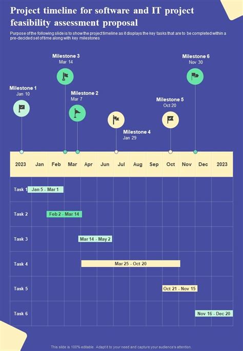 Project Timeline For Software And It Project Feasibility Proposal One