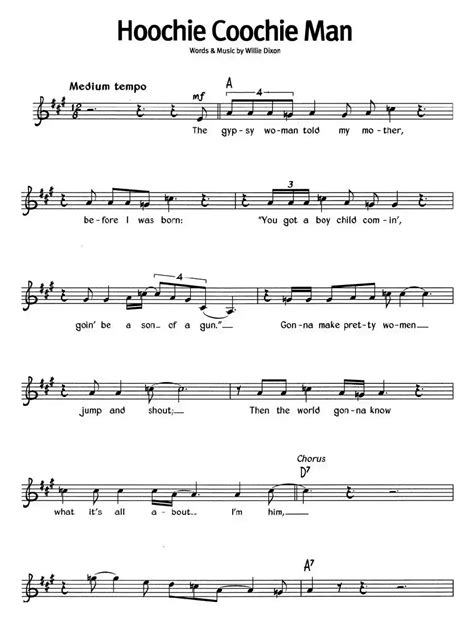 外国乐谱蓝调音乐：hoochie Coochie Man外国歌曲谱乐器资源网