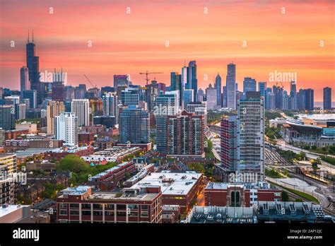 Chicago Illinois Usa Downtown City Skyline From The South Side At
