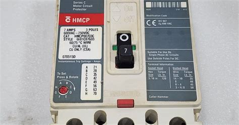 Eaton Cutler Hammer Hmcp007coc 7a Industrial Circuit Breaker 600vac 250vdc Hmcp