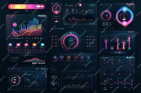 Premium Photo Dark Neumorphic User Interface Elements With Neon Buttons And Bars Black