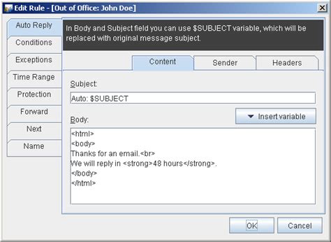 Set Up An Auto Reply In Html Format