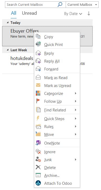 OUS Outlook Odoo Add In