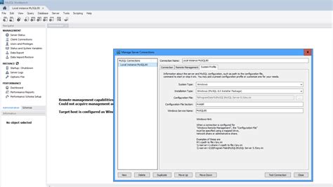 Mysql Workbench Could Not Aquire Management Acess For Administration