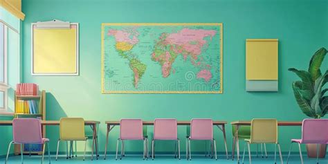 Mapas Educativos Sobre El Tema Del Fondo De Banner 3d Minimalista Stock