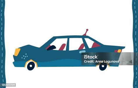 작은 귀여운 만화 파란색 자동차 흰색에 고립 된 그림 벡터 0명에 대한 스톡 벡터 아트 및 기타 이미지 0명 Brand Name Domestic Car 거리 Istock
