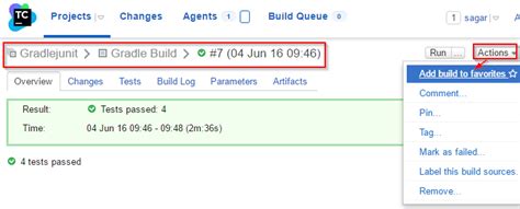 Adding Builds To Favourites In Teamcity