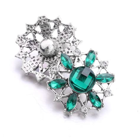 K0015 플라워 러브 크로스 크리스탈 보석 탄생석 18mm 금속 스냅 버튼 쥬얼리 Diy 팔찌 티몬