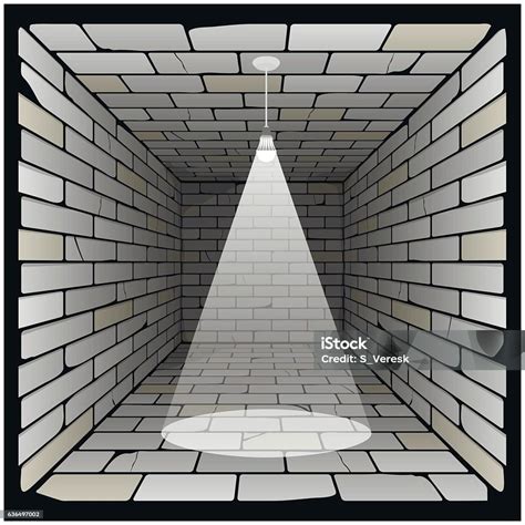 관점에 벽돌 상자 전구가 있는 3d 룸 3차원 형태에 대한 스톡 벡터 아트 및 기타 이미지 3차원 형태 가정의 방 감방 Istock