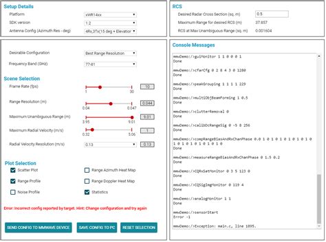 AWR1443BOOST Incorrect Configuration Error Encountered During Demo