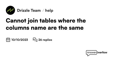 Cannot Join Tables Where The Columns Name Are The Same Drizzle Team