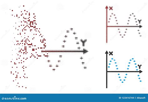 sparkle pixel halftone dotted sine plot icon stock vector illustration of function flat