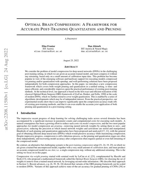 Pdf Optimal Brain Compression A Framework For Accurate Post Training Quantization And Pruning