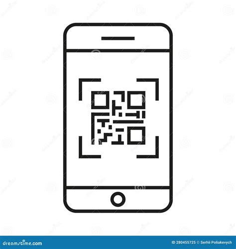 Scan Qr Code Icon Barcode Scanner Phone App Thin Line Web Symbol Vector Illustration Stock