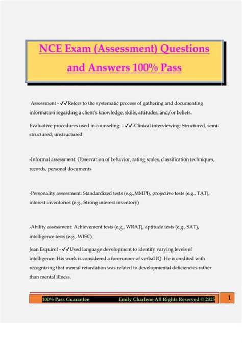 Nce Exam Assessment Questions And Answers 100 Pass Nce Stuvia Us