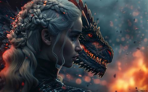 Game Of Thrones Series Dragon And His Mother Daenerys Targaryen 2k